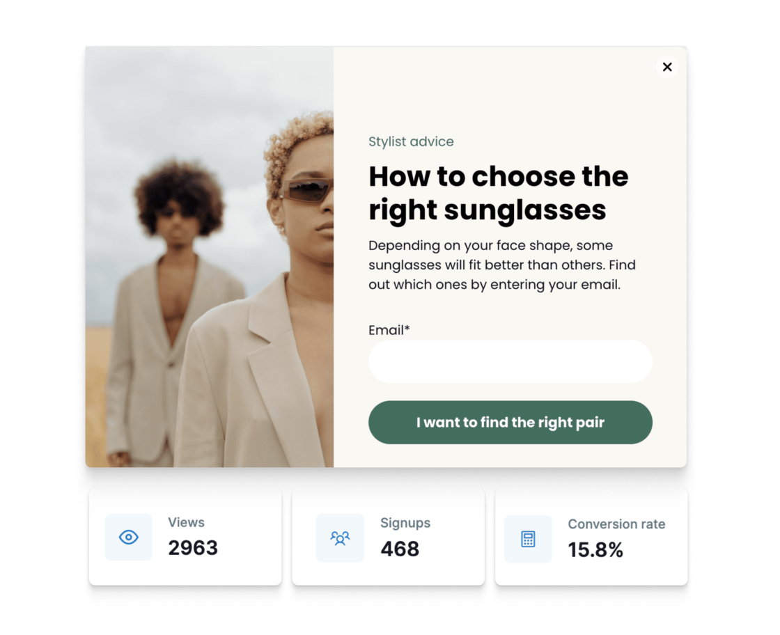 Capture new leads with popup forms - Get a Newsletter